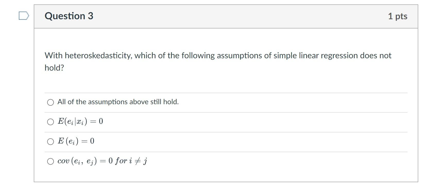 Solved With heteroskedasticity, which of the following | Chegg.com