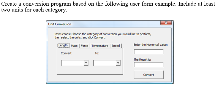 Solved Create a conversion program based on the following | Chegg.com