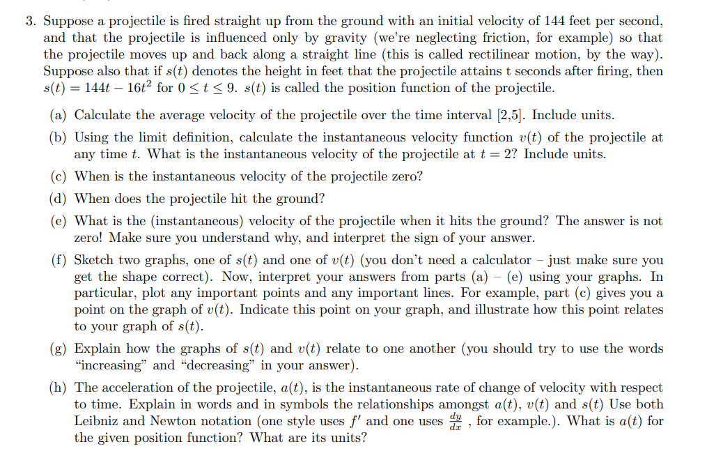 Solved Suppose a projectile is fired straight up from the | Chegg.com