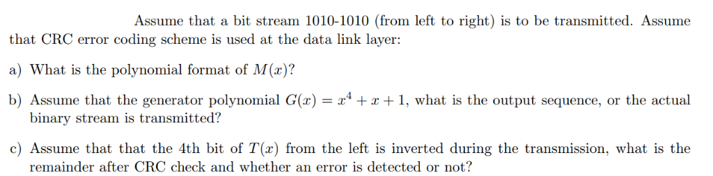 Solved Assume that a bit stream 1010-1010 (from left to | Chegg.com