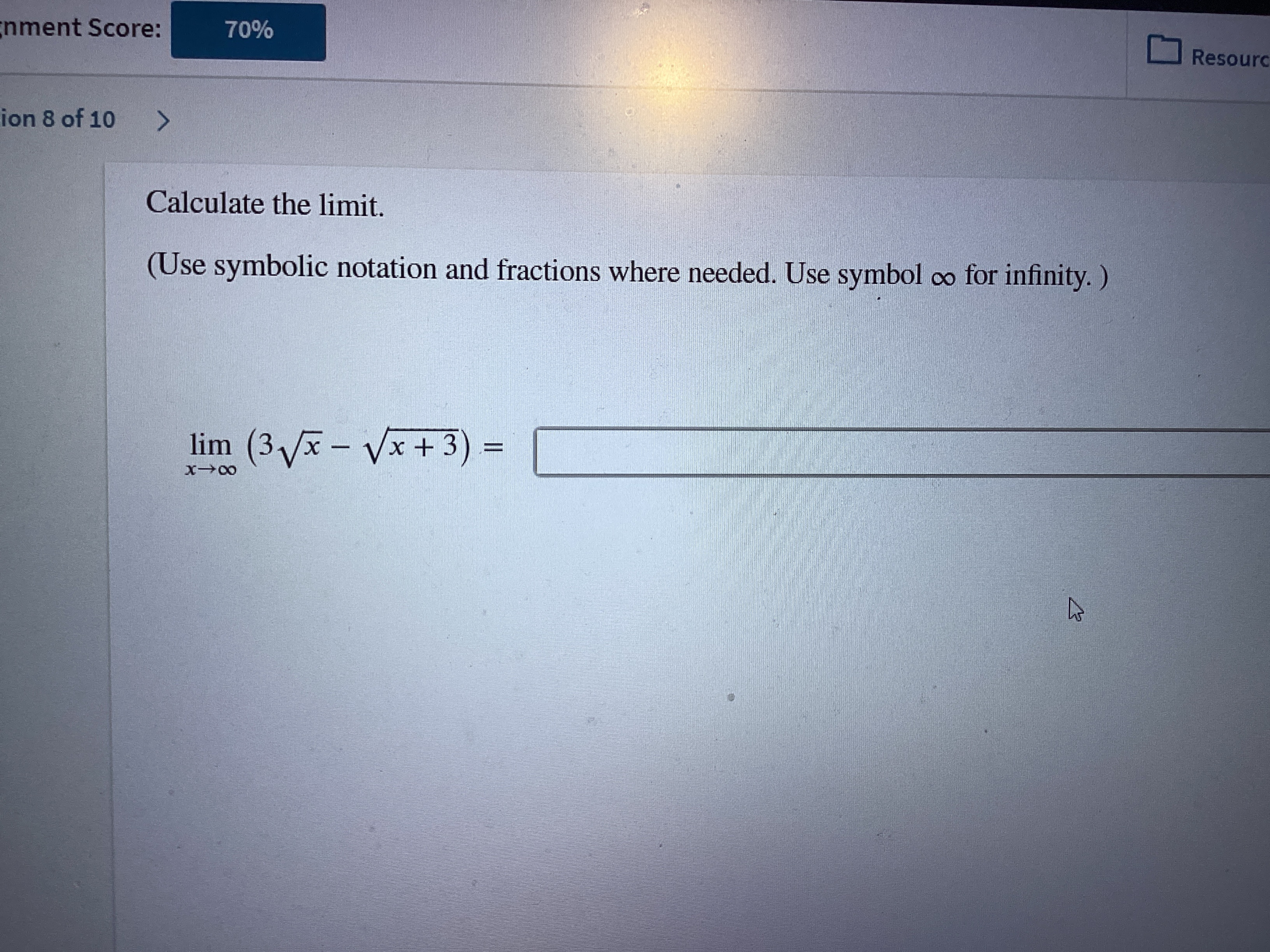 Solved Calculate the limit.(Use symbolic notation and | Chegg.com