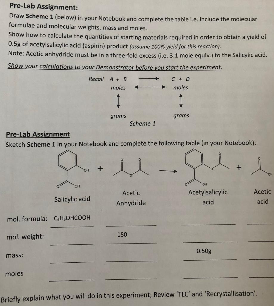 Solved Pre-Lab Assignment: Draw Scheme 1 (below) in your | Chegg.com