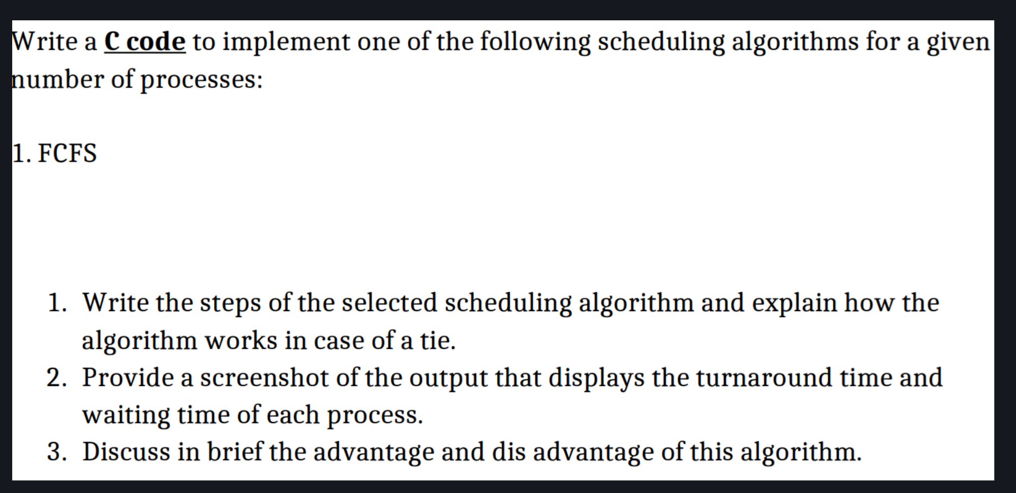 Solved Nrite a code to implement one of the following | Chegg.com