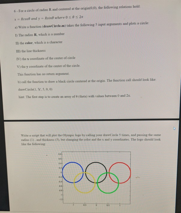 Solved 6 For a circle of radius R and centered at the | Chegg.com