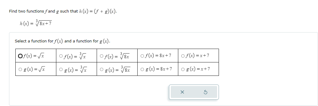 Solved Find two functions f and g such that h(x) = (fog)(x). | Chegg.com