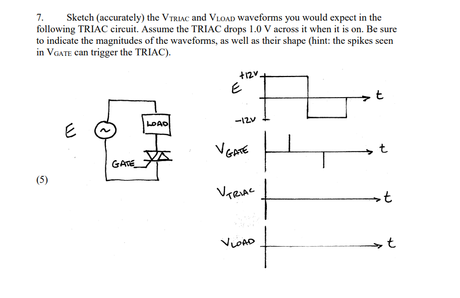 Solved 7. Sketch (accurately) the V TRIAC and V LOAD | Chegg.com