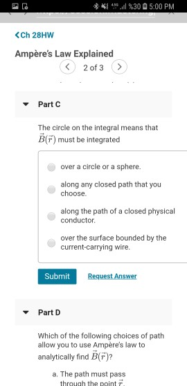 Solved 430.11 %300| 5:00 PM Part C The circle on the | Chegg.com
