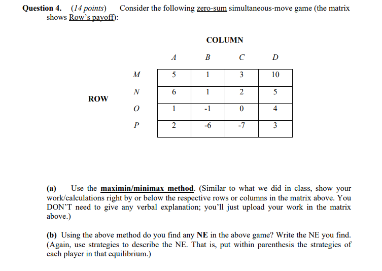Solved (Game Theory) Consider the following | Chegg.com