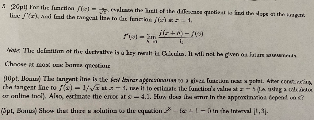 Solved 5. (20pt) For the function f(x) = te, evaluate the | Chegg.com