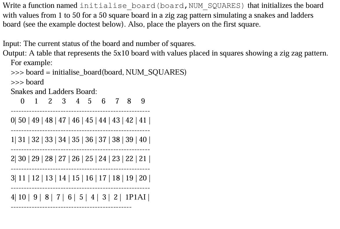 Solved Do In Pythonwrite A Function Named Initialise Board