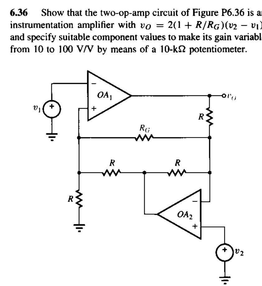 Solved 6.36 Show that the two-op-amp circuit of Figure P6.36 | Chegg.com