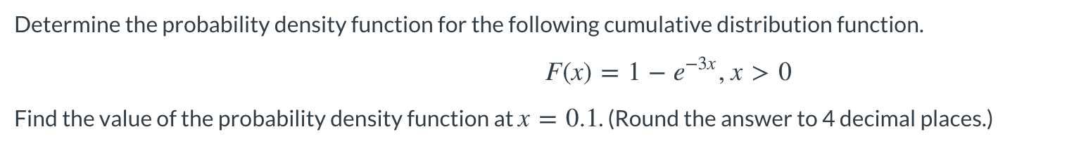 Solved Determine the probability density function for the | Chegg.com