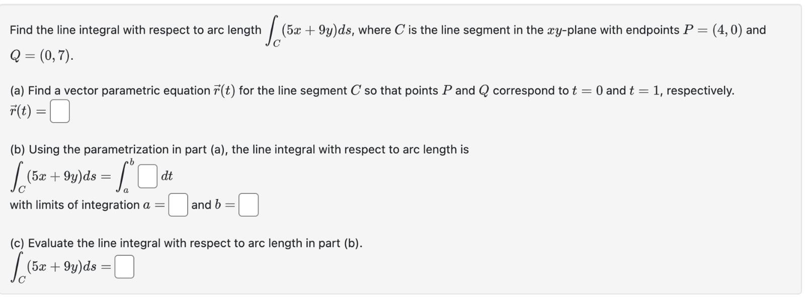 Solved Find the line integral with respect to arc length | Chegg.com