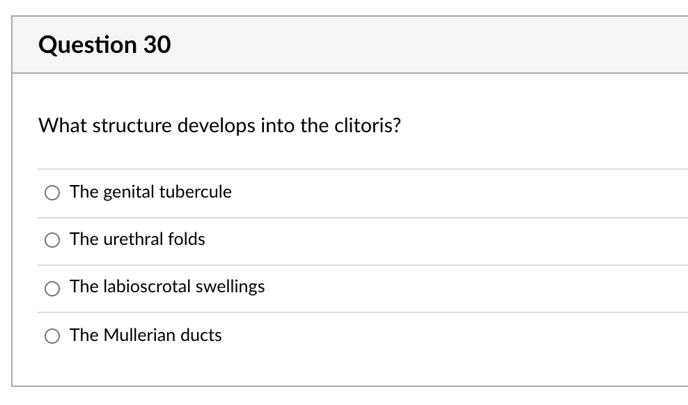Solved Question 30 What structure develops into the | Chegg.com