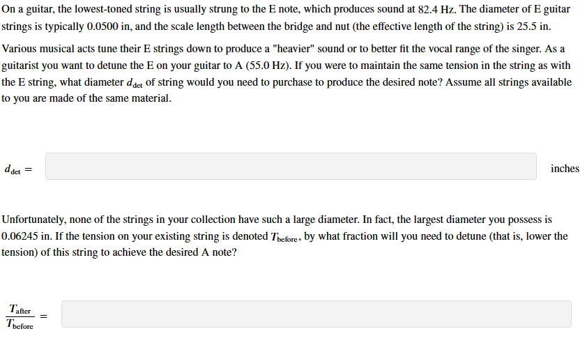 Solved On a guitar, the lowest-toned string is usually | Chegg.com