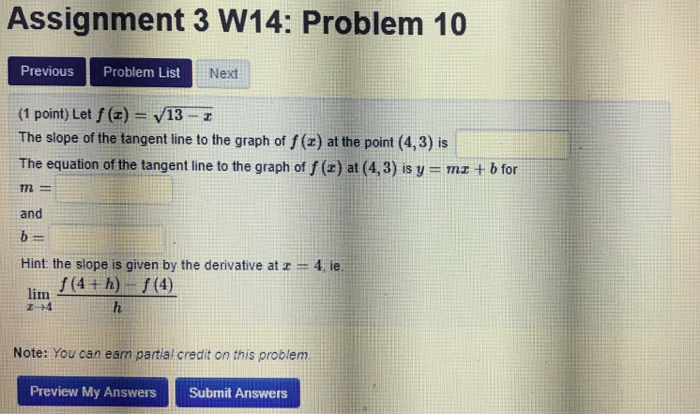 Solved Assignment 3 W14 Problem 5 Previous Problem List 4315