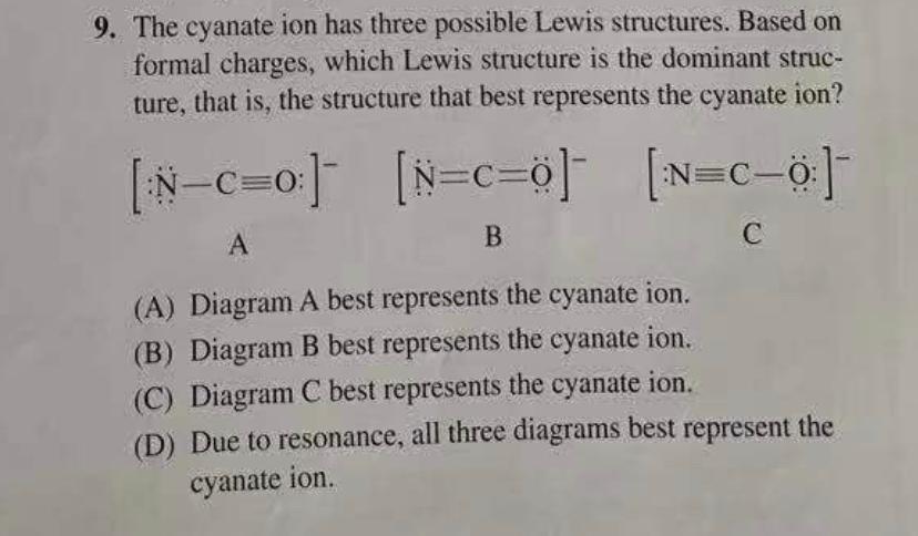 Cyanate Ion Lewis Structure