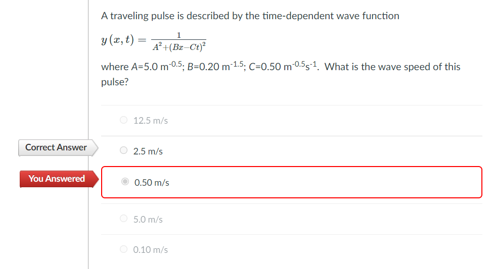 Solved A traveling pulse is described by the time-dependent | Chegg.com