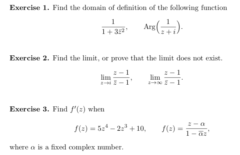 Solved Exercise 1. Find the domain of definition of the | Chegg.com