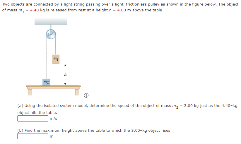 Solved Two objects are connected by a light string passing | Chegg.com