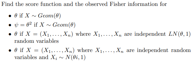 Find the score function and the observed Fisher | Chegg.com