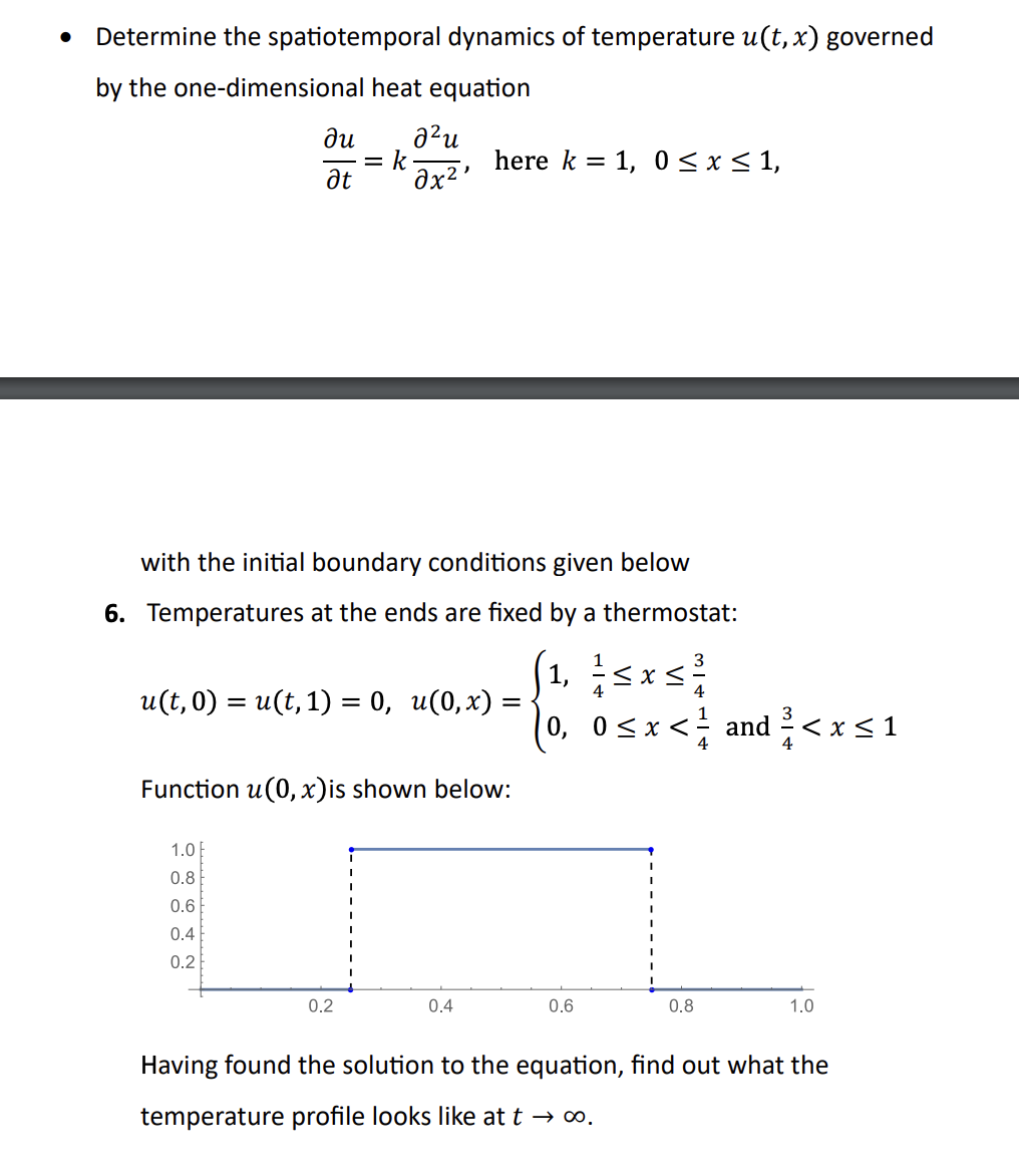 Solved Determine The Spatiotemporal Dynamics Of