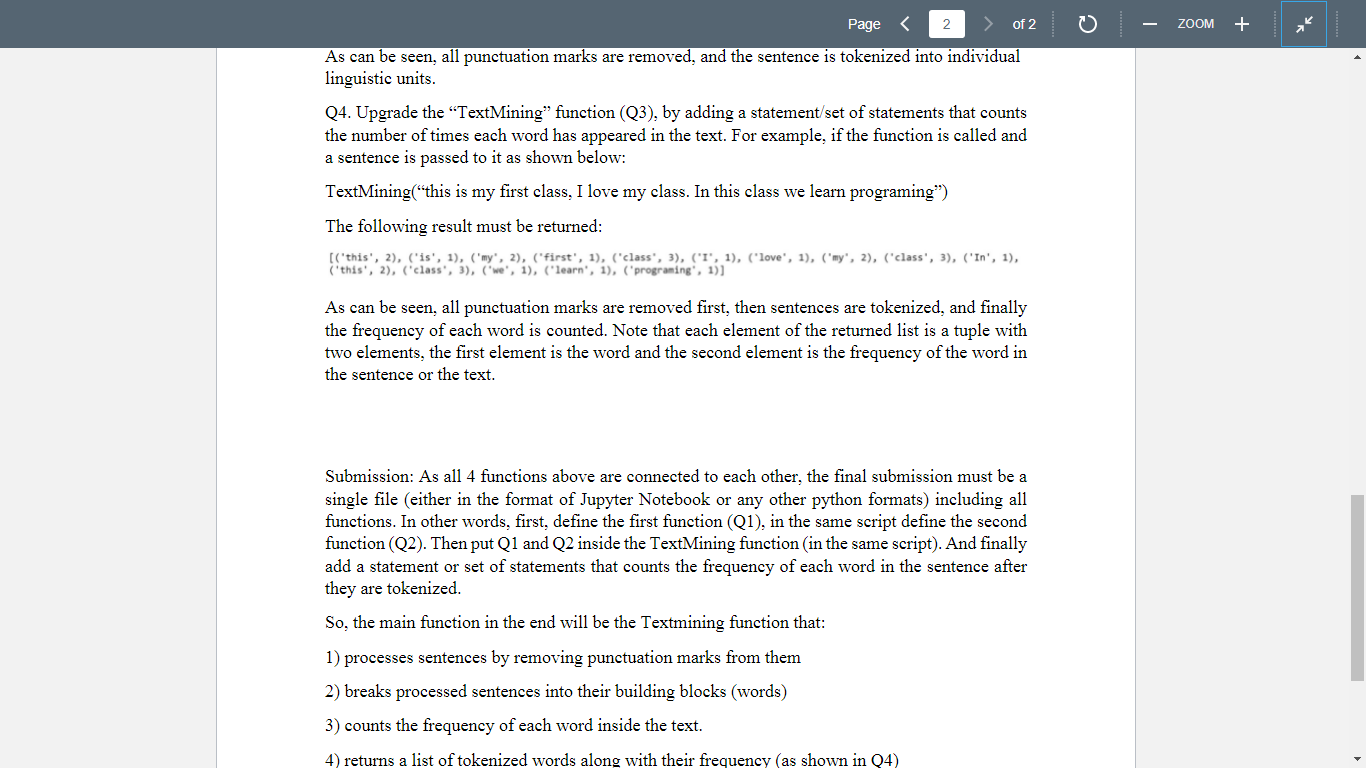 Solved Page 1 > of 2 ZOOM + Assignment 1 100 points Q1. | Chegg.com