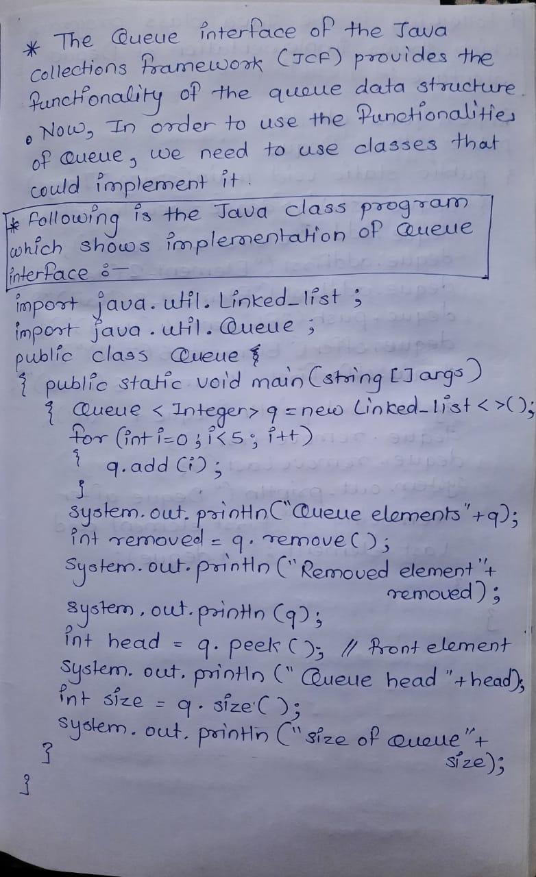 Solved If A Queue Interface From Jcf 