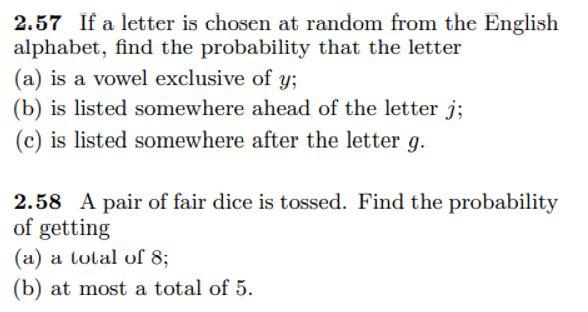 Solved 2.57 If a letter is chosen at random from the English | Chegg.com