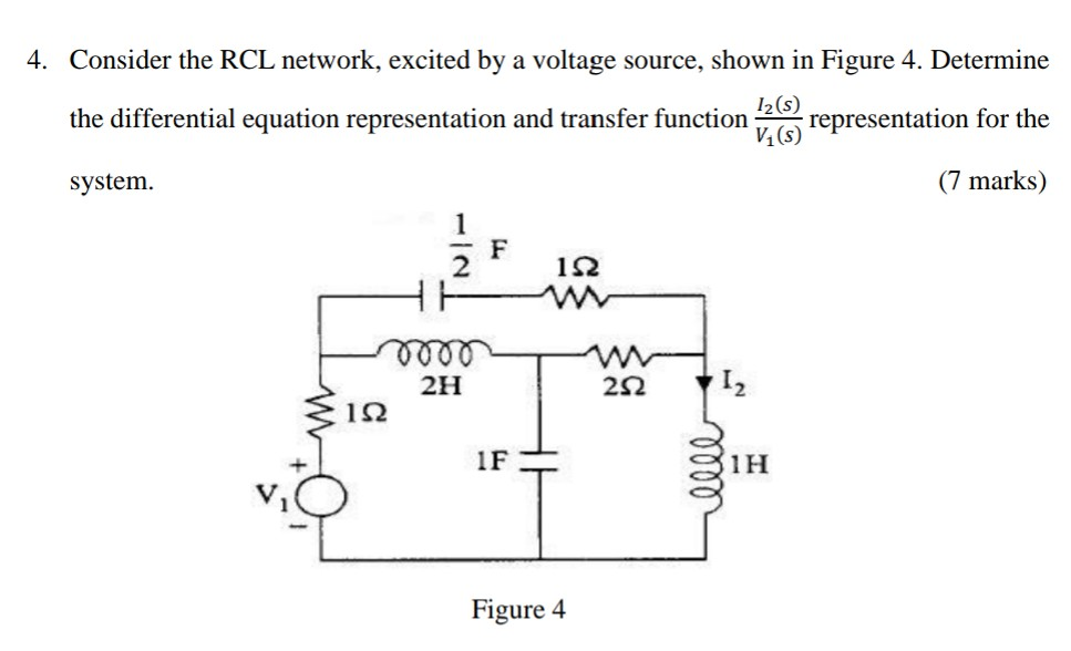 Solved 4. Consider the RCL network, excited by a voltage | Chegg.com