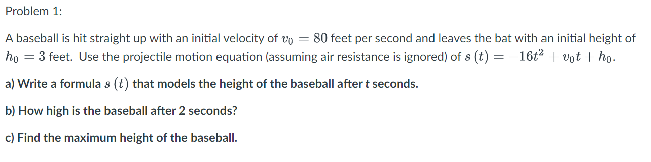 Solved A baseball is hit straight up with an initial | Chegg.com