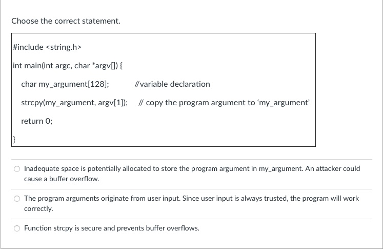 Solved Inadequate space is potentially allocated to store | Chegg.com