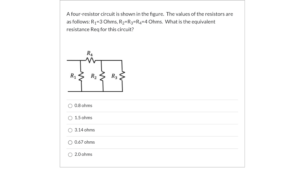 Solved A four-resistor circuit is shown in the figure. The | Chegg.com