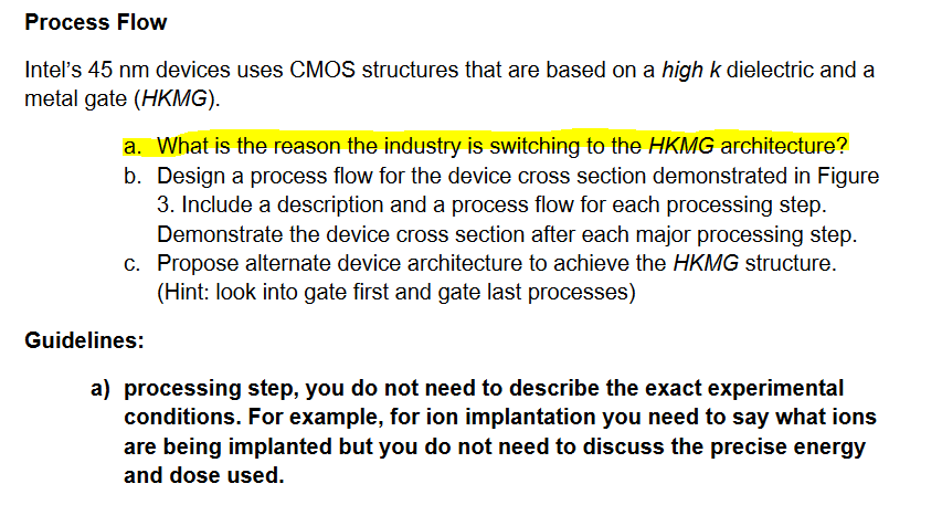 Process Flow Intel's 45 nm devices uses CMOS | Chegg.com