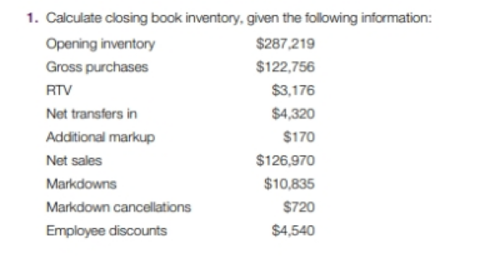 Solved Calculate closing book inventory, given the following | Chegg.com