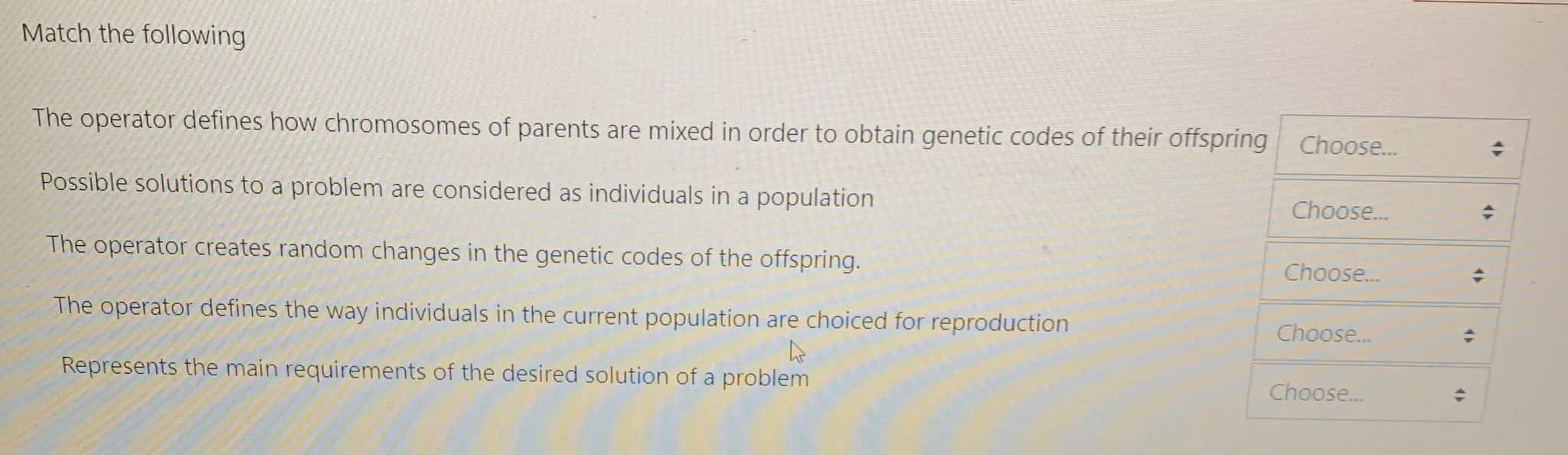 Solved Match the followingThe operator defines how | Chegg.com