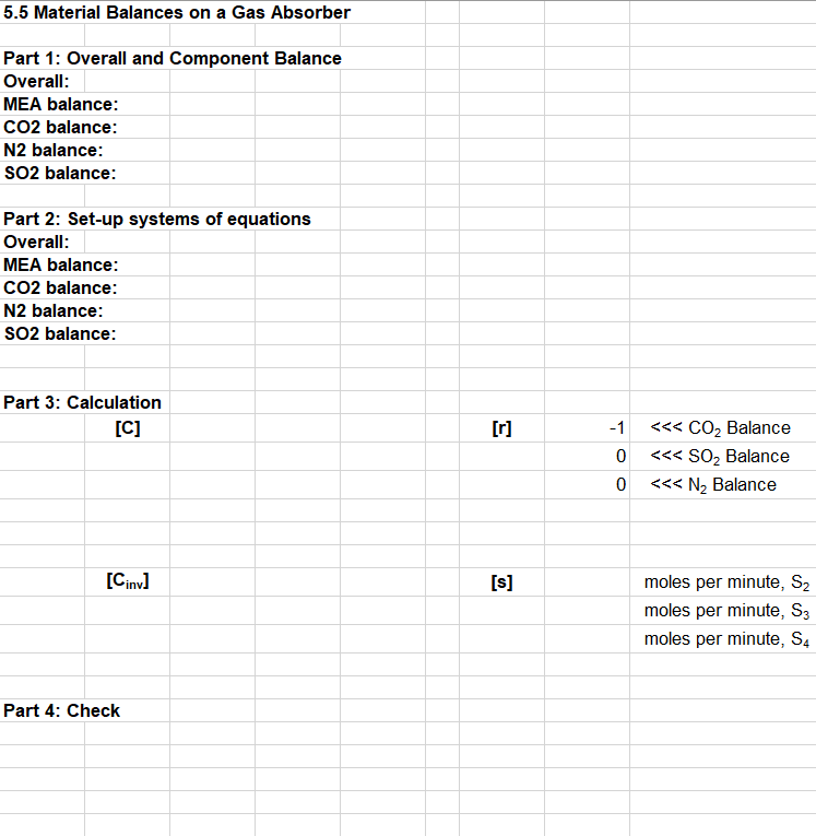 Solved Material Balances on a Gas Absorber (10 points) The | Chegg.com