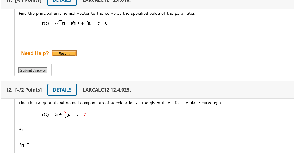 Solved Find the tangential and normal components of | Chegg.com