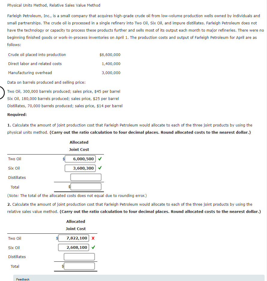 Solved Physical Units Method, Relative Sales Value | Chegg.com
