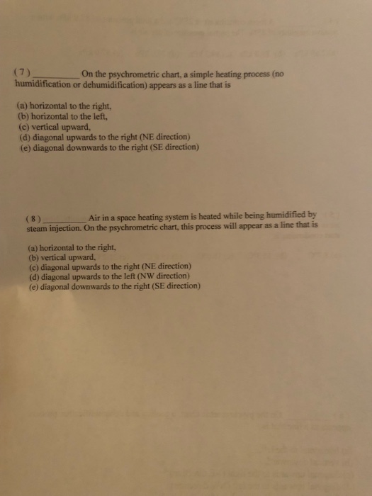 Solved On The Psychrometric Chart A Simple Heating Process Chegg