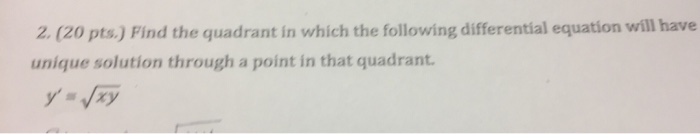Solved Find the quadrant in which the following differential | Chegg.com