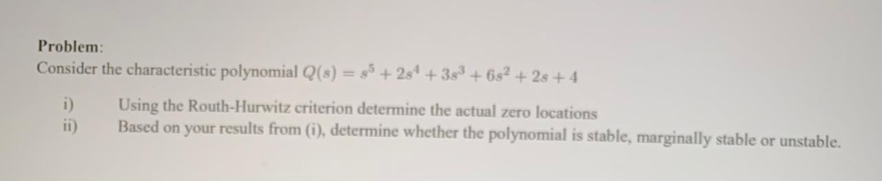 Solved Problem:Consider the characteristic polynomial | Chegg.com
