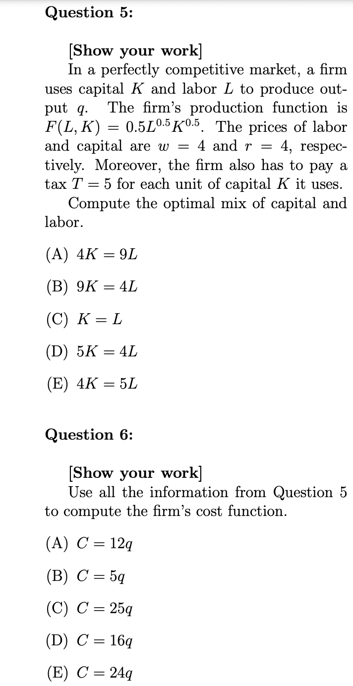 Solved [Show your work] In a perfectly competitive market, a | Chegg.com