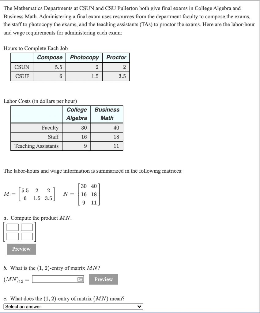 Solved The Mathematics Departments at CSUN and CSU Fullerton | Chegg.com