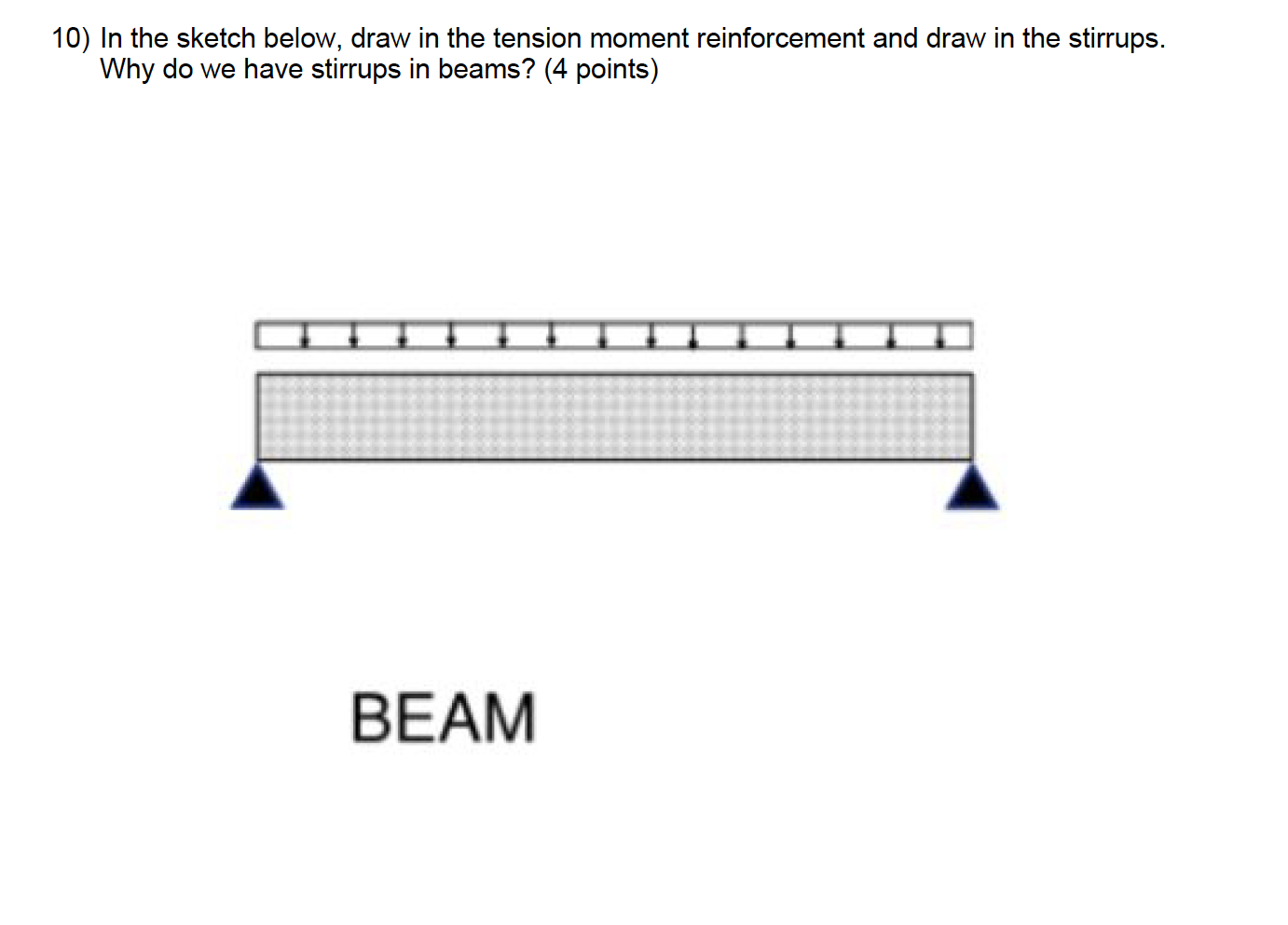 Solved 10) In the sketch below, draw in the tension moment | Chegg.com