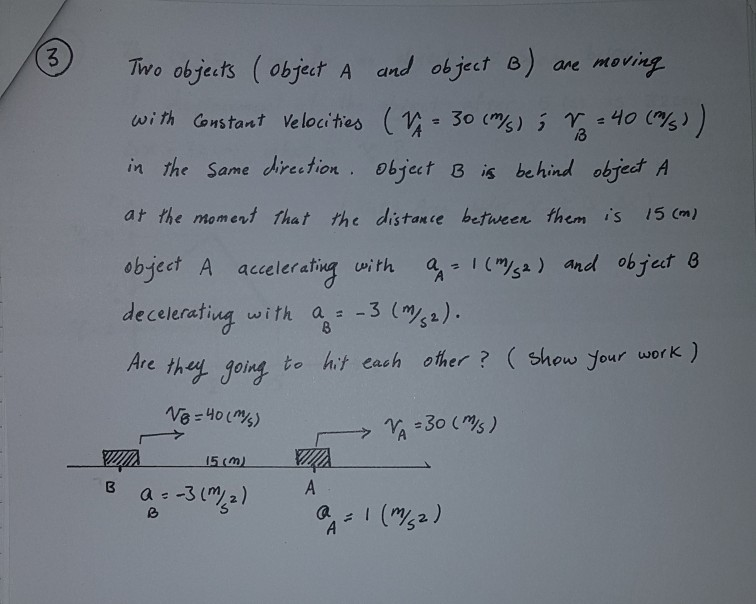 Solved Two Objects Object A And Object B Are Moving With