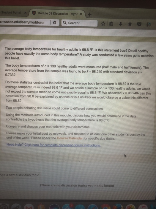 Solved Student Portal 0 Module 03 Discussion-Hypo、+ | Chegg.com