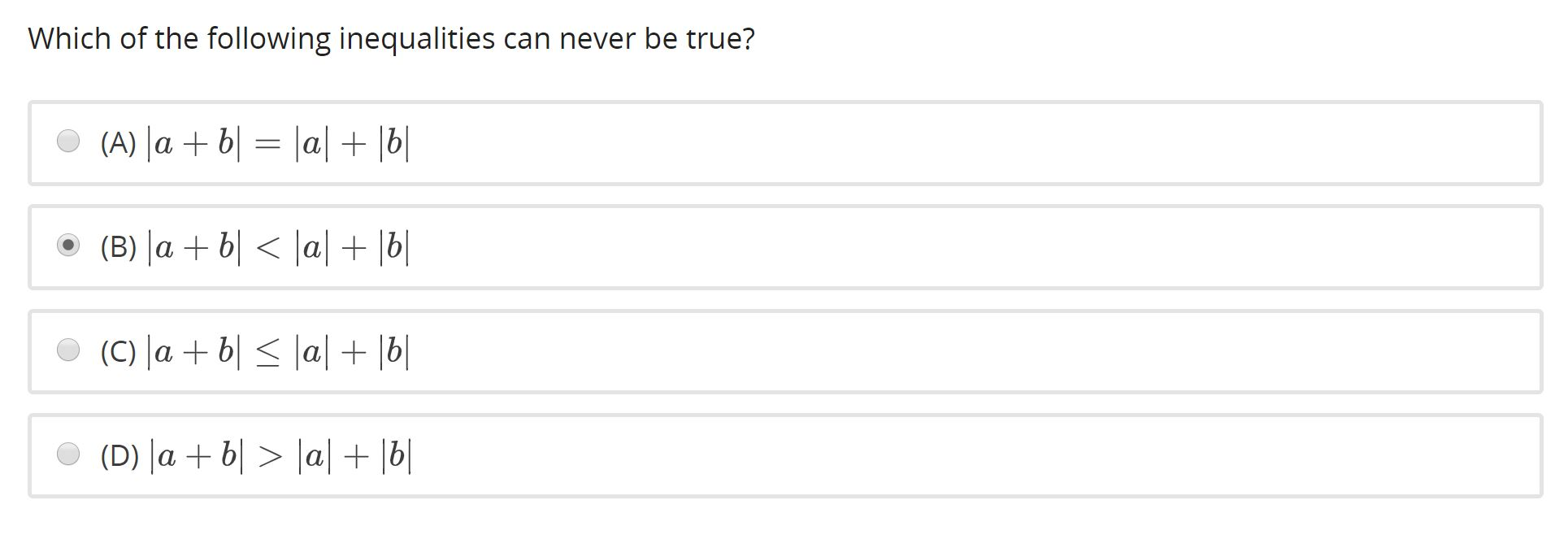 Solved Which of the following inequalities can never be | Chegg.com