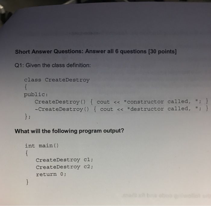 Solved Short Answer Questions: Answer all 6 questions [30 | Chegg.com