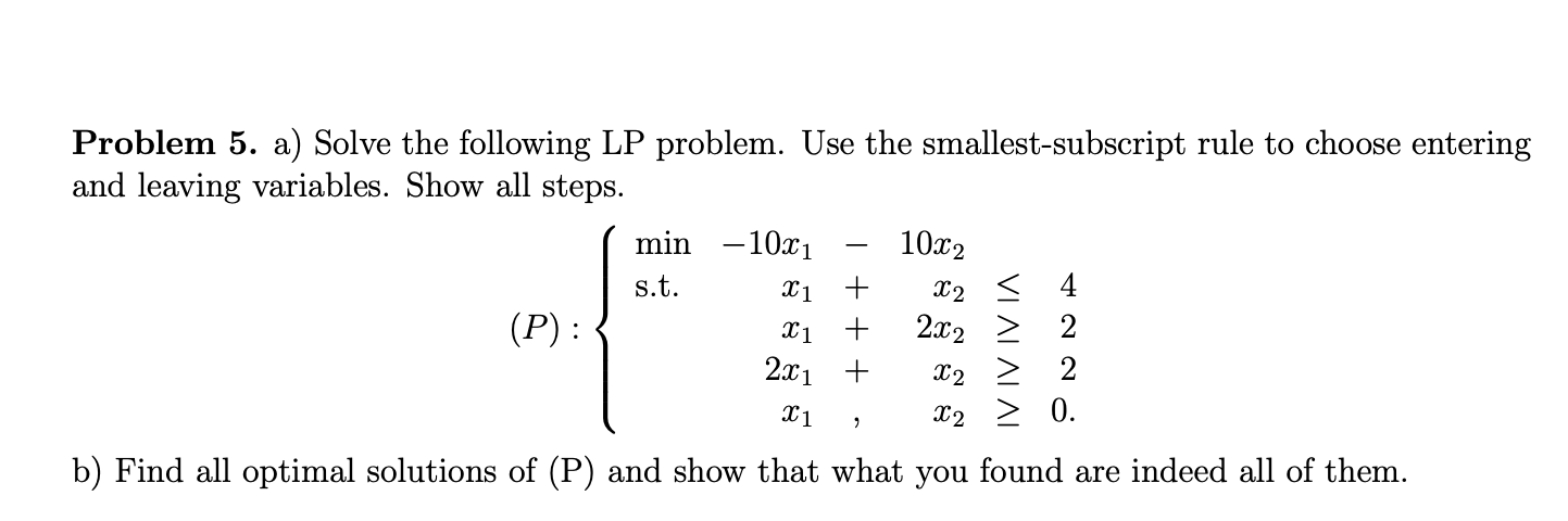 Solved Problem 5. a) Solve the following LP problem. Use the | Chegg.com